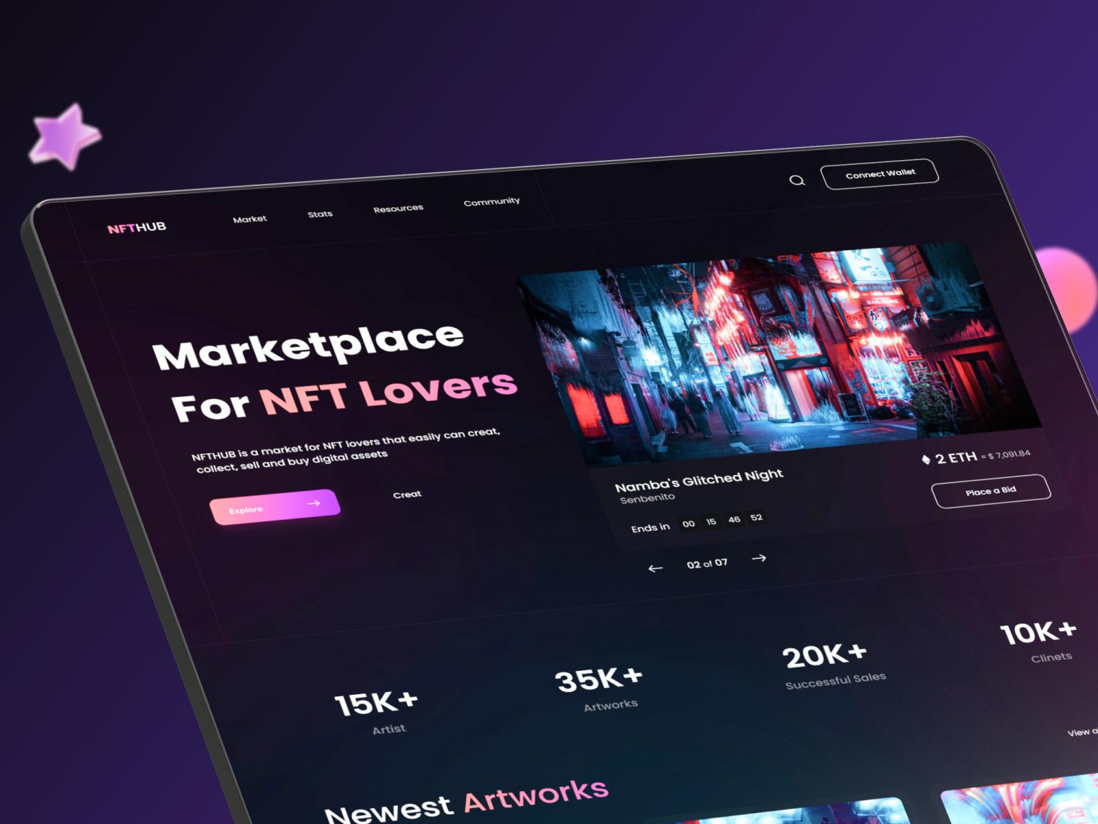 NFT Marketplace Landing Page by Amir Yahyaei for Echo Design ™ on Dribbble NFT Marketplace Landing Page by Amir Yahyaei for Echo Design ™ on Dribbble