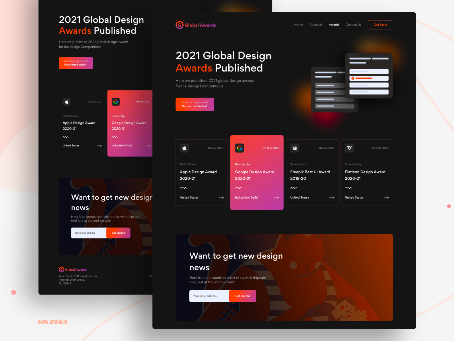 2021 Global Design Awards UI design by Arshal Ameen on Dribbble