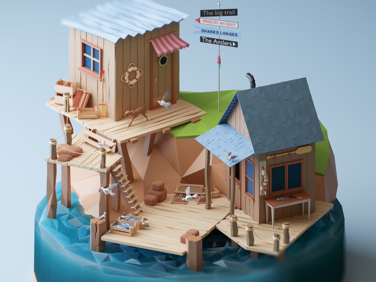 Old Dock - low poly 3D by Angelo Fernandes on Dribbble