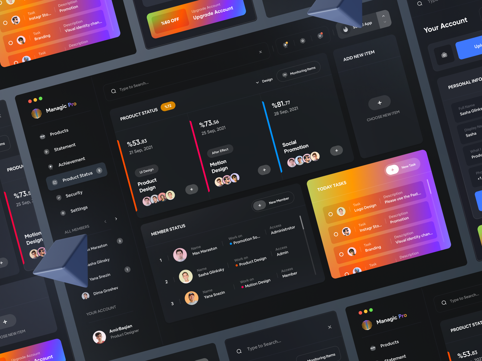 Project Management Dashboard 🚀 by Amir Baqian for Ace Design on Dribbble