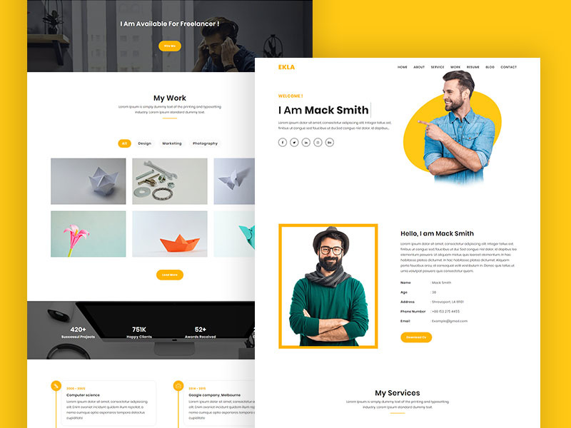 Ekla Multipurpose Portfolio Website Template by Themeplaza on Dribbble