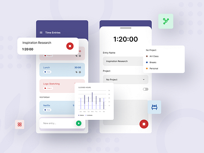 Time Tracker UI Elements by snabilah on Dribbble