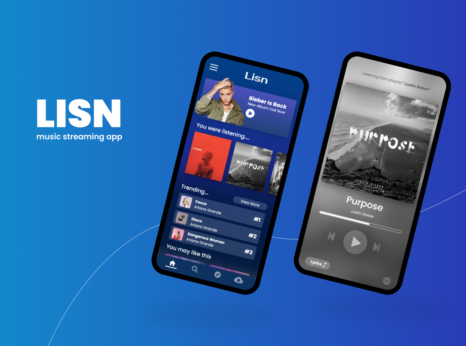 Lisn - Music App UI by Sharad Verma on Dribbble