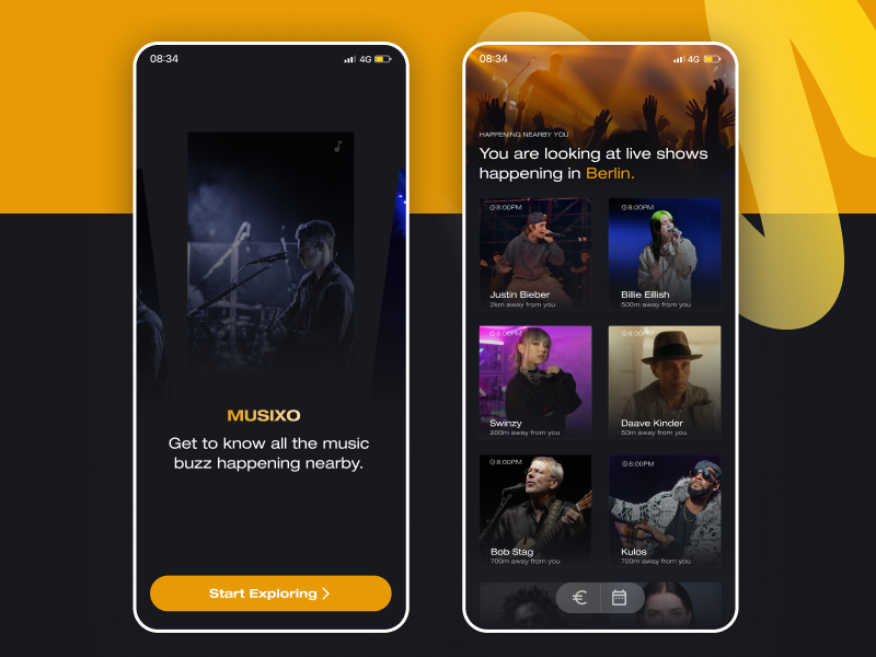 Concert App UI : Search Results Page by Sharad Verma on Dribbble