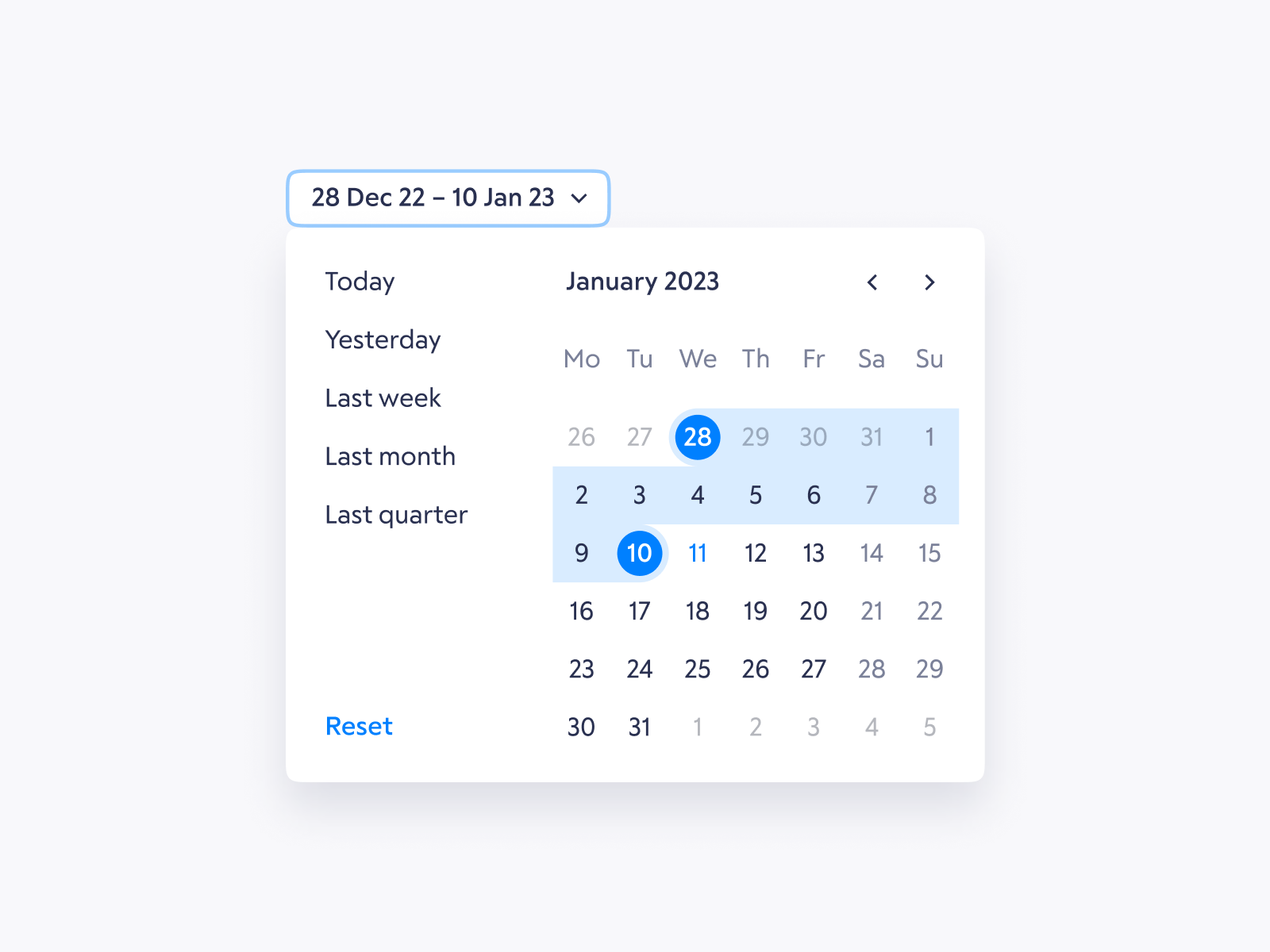Date Range Picker Lightweight and Clean by Yelisei Kadol on Dribbble Date Range Picker Lightweight and Clean by Yelisei Kadol on Dribbble