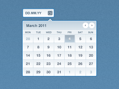 Clean Metallic Datepicker by Justin Roberts on Dribbble