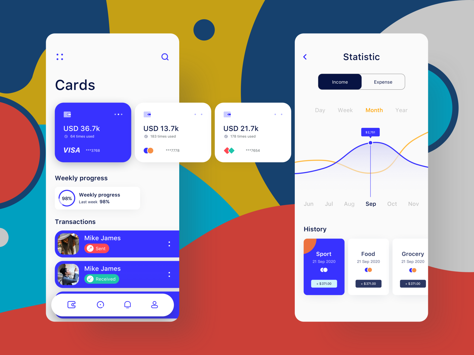 Bank app by TianJun_Vision on Dribbble