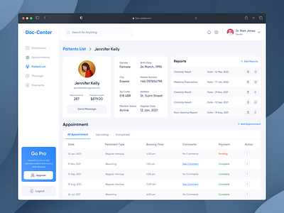 Doc - Center || Patient profile by Abdur rafi Joy on Dribbble