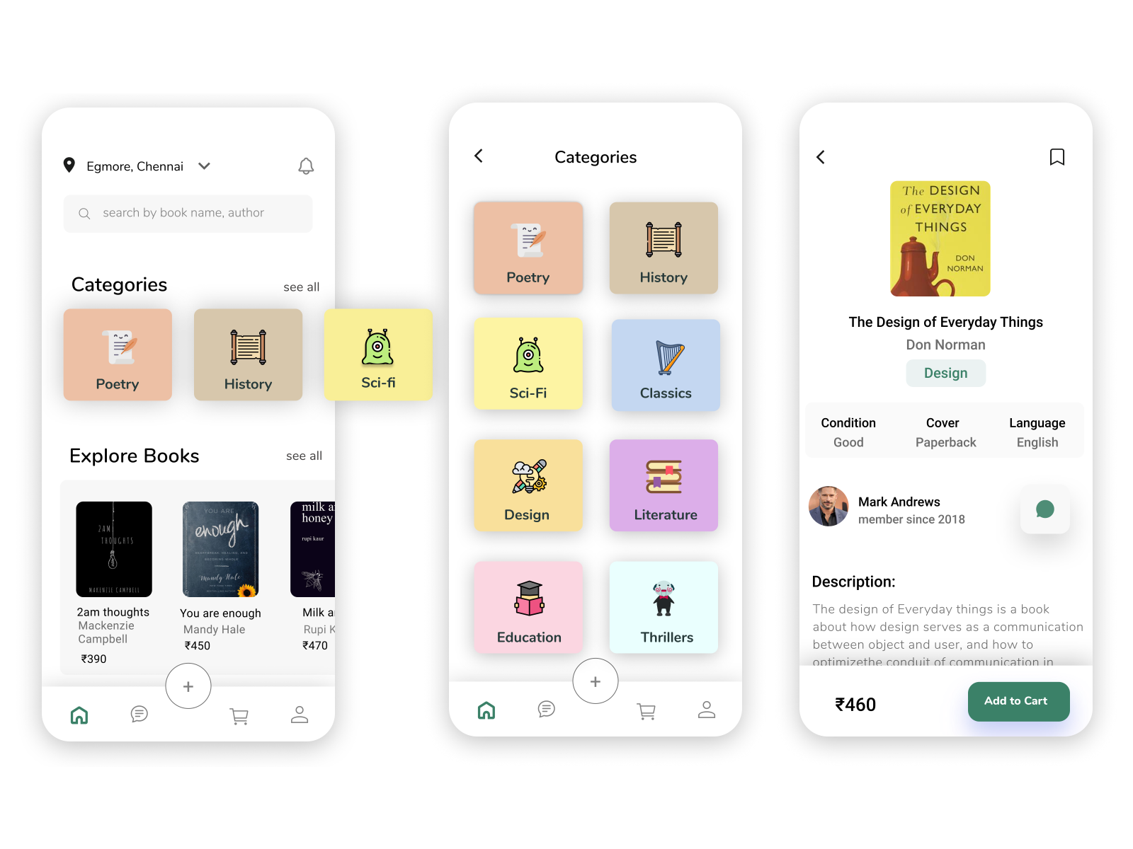 BOOKN app by Rubyshalini on Dribbble