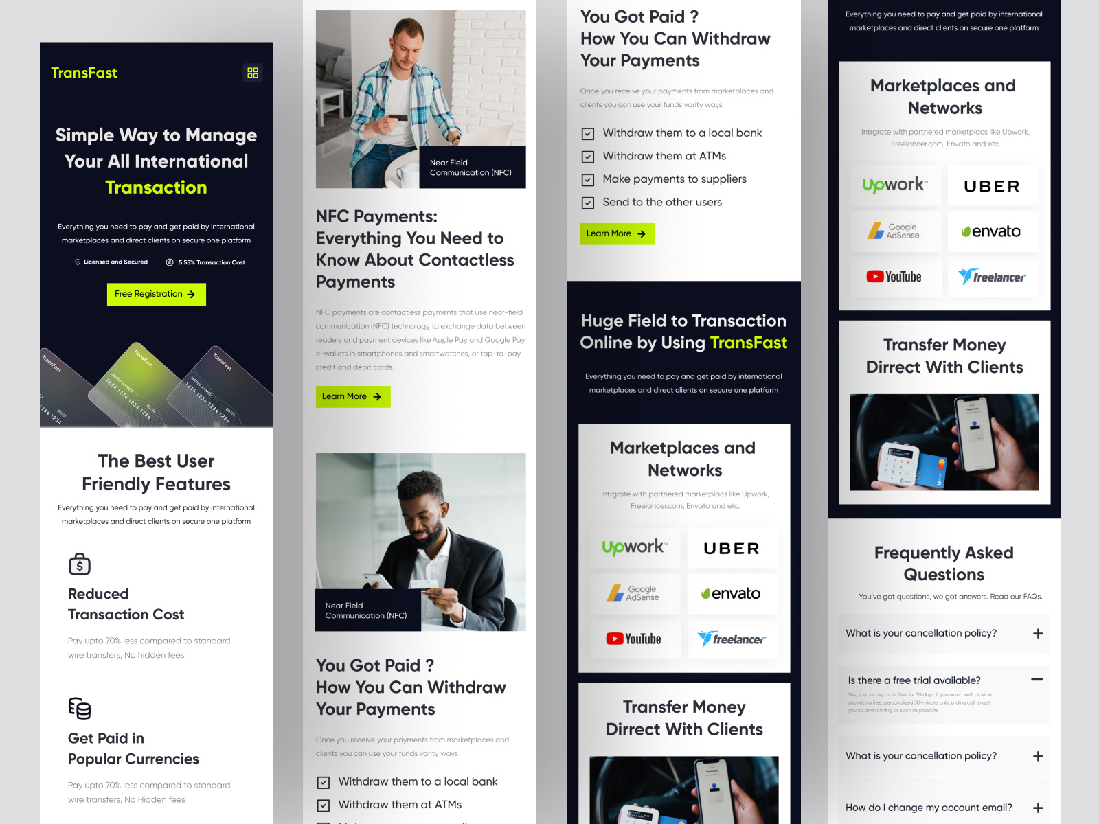 Fintech - TransFast Credit Card Landing Page by Maruf Ahmed on Dribbble