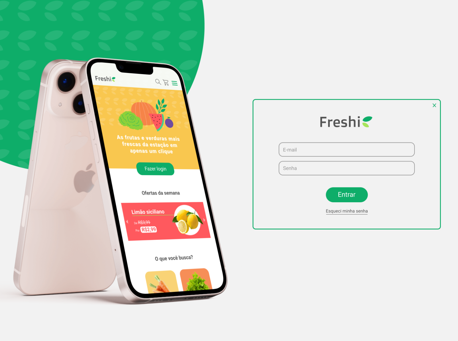 Freshi Hortifruti - Login screen by Luciana Pádua on Dribbble