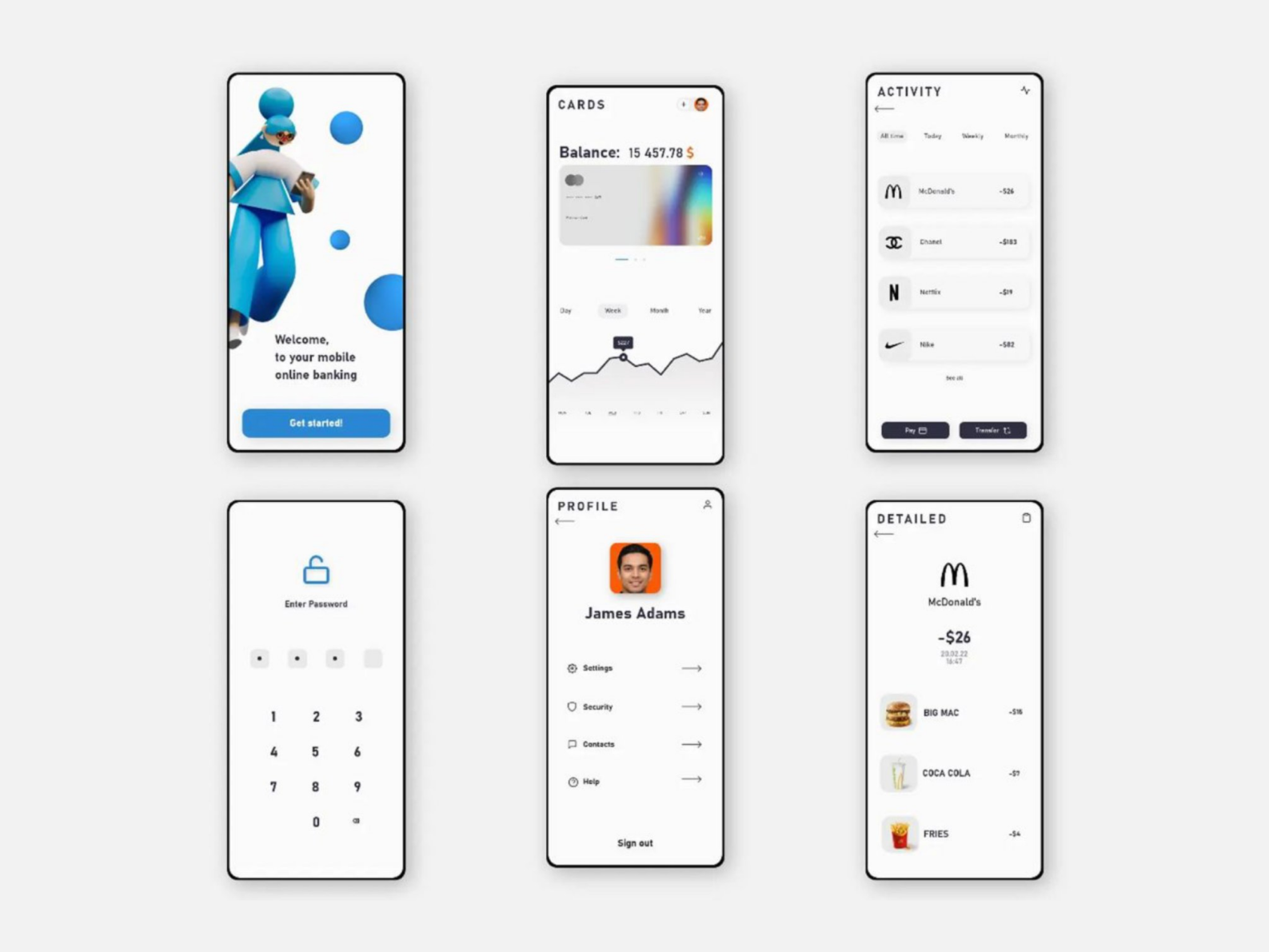 Mobile online banking ui by Stas Demianovskiy on Dribbble