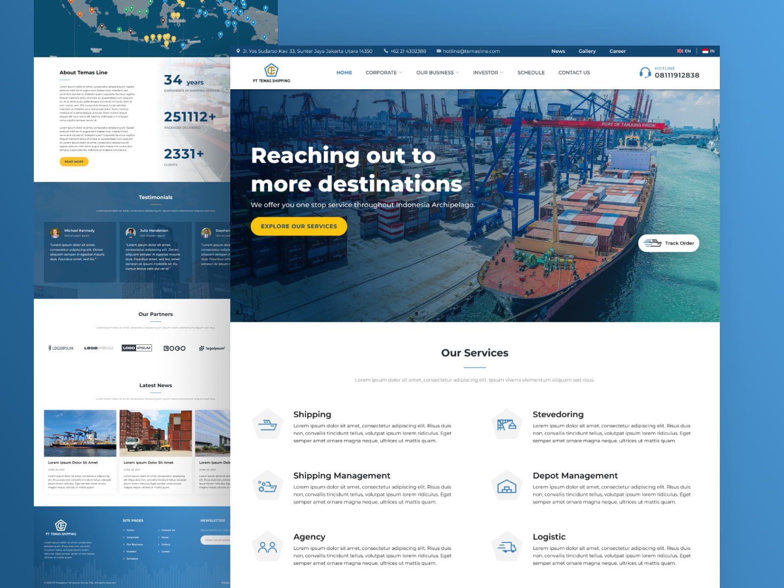Temasline - Shipping Company Landing Page by Aifa Amalia on Dribbble