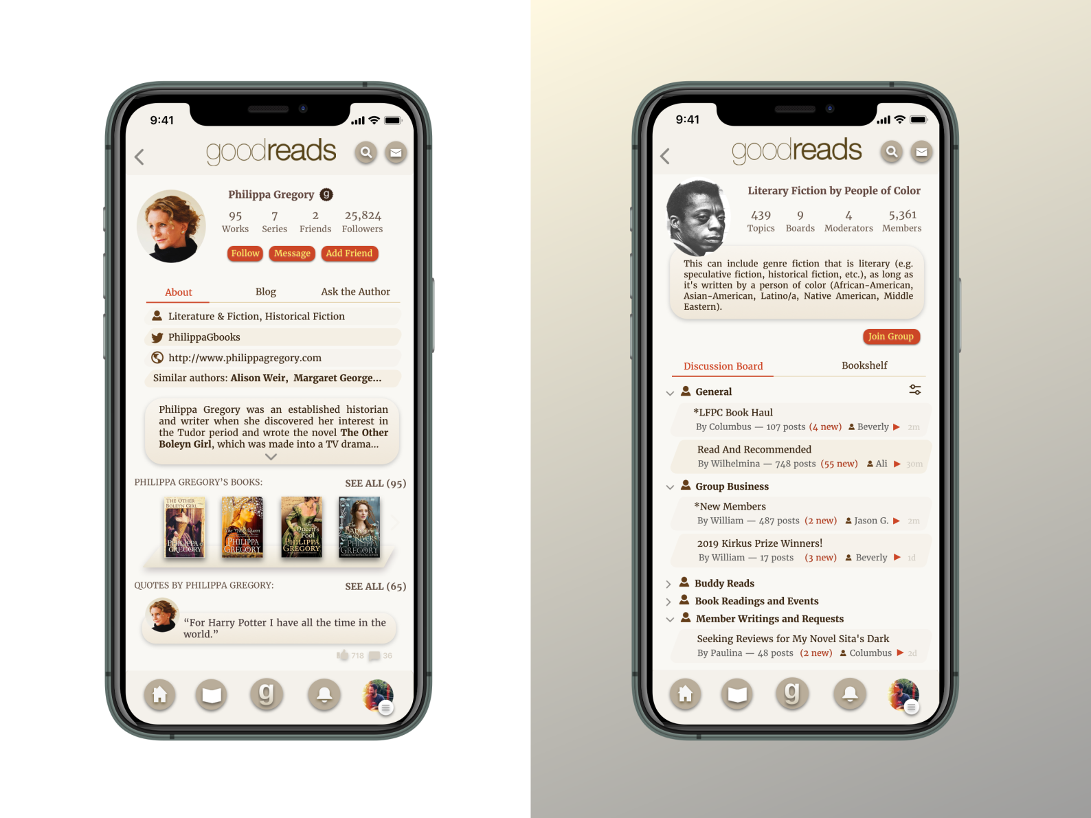 Goodreads Revisited: Author Page & Groups by Tayfun on Dribbble