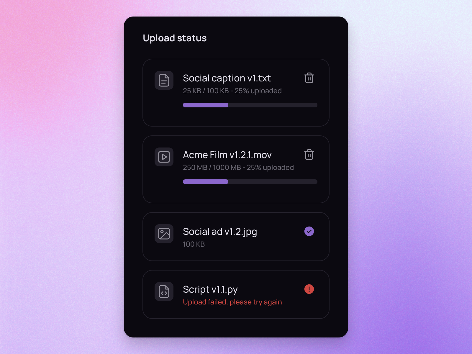 File upload container by Ketan on Dribbble