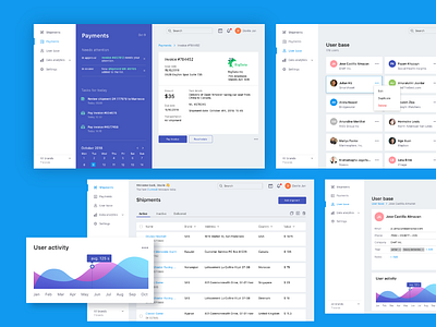 Invoice, user base, shipments by Dovile on Dribbble