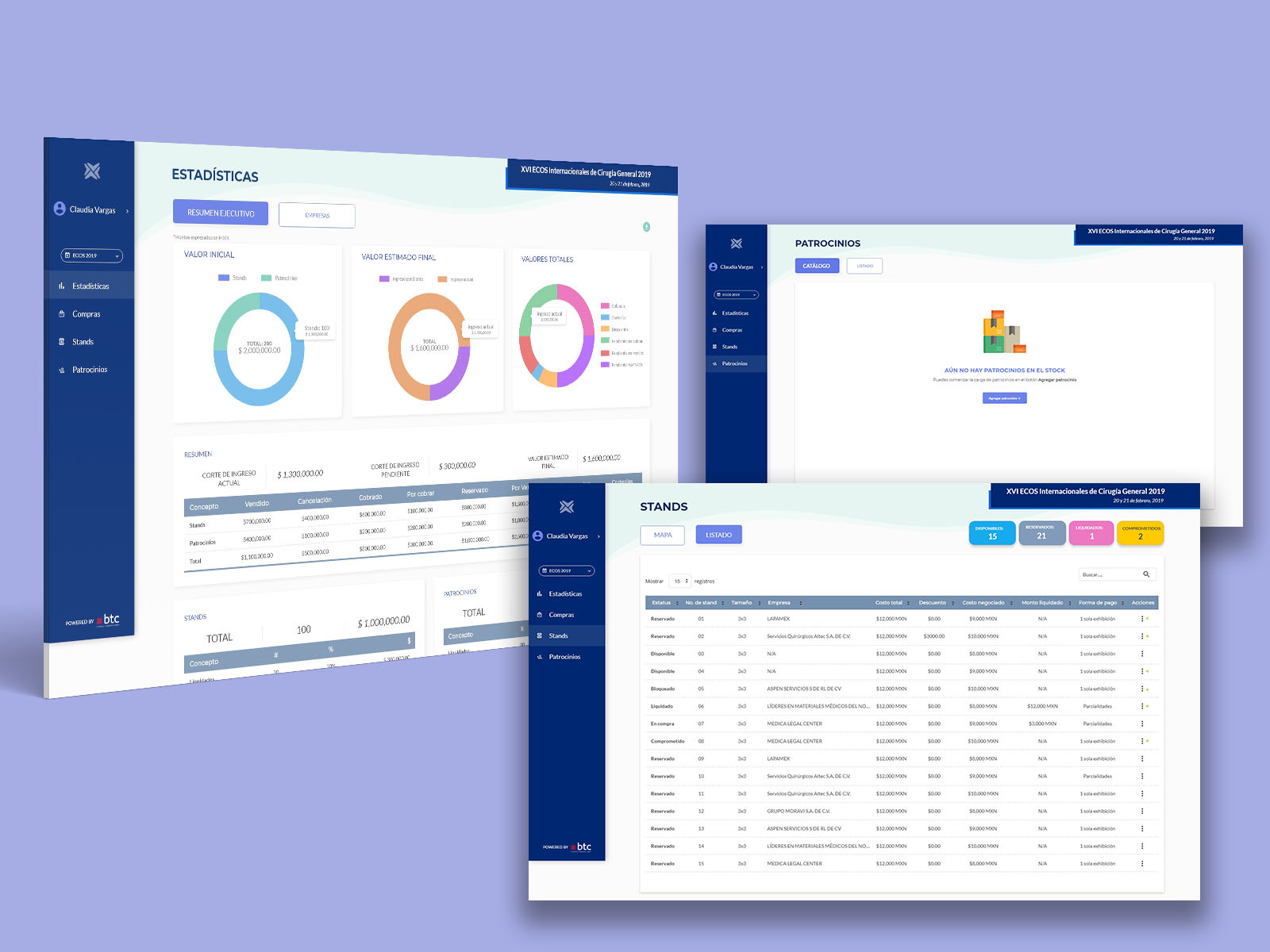 Dashboard - Administración de eventos by Karla Mora on Dribbble