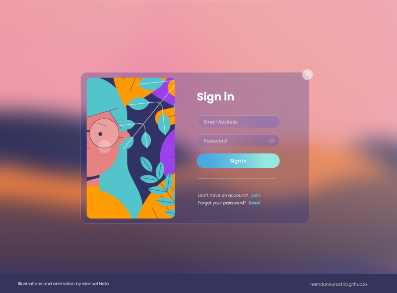 Login Form with Glass Card Effect by Hamdan Nurachid on Dribbble