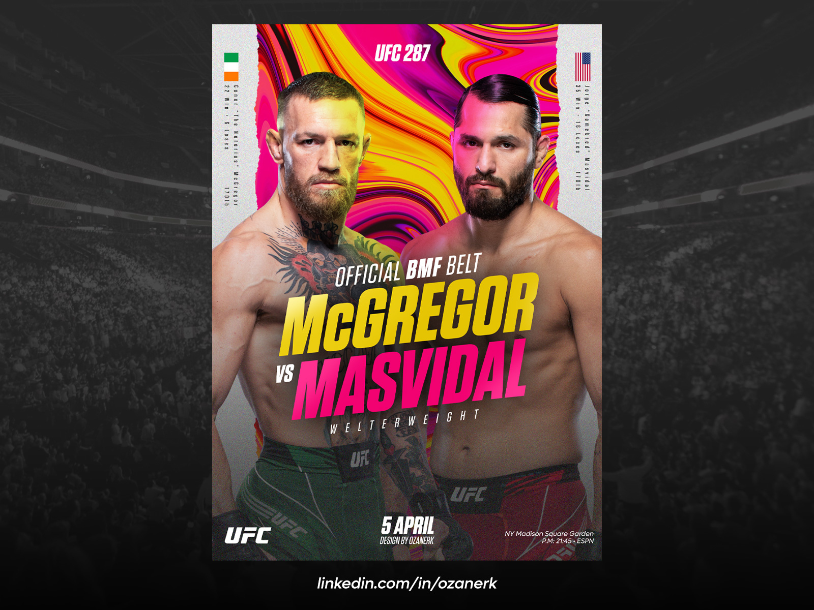 UFC 287 Fan Art Design Conor McGregor vs Jorge Masvidal by Ozan Erk on ...