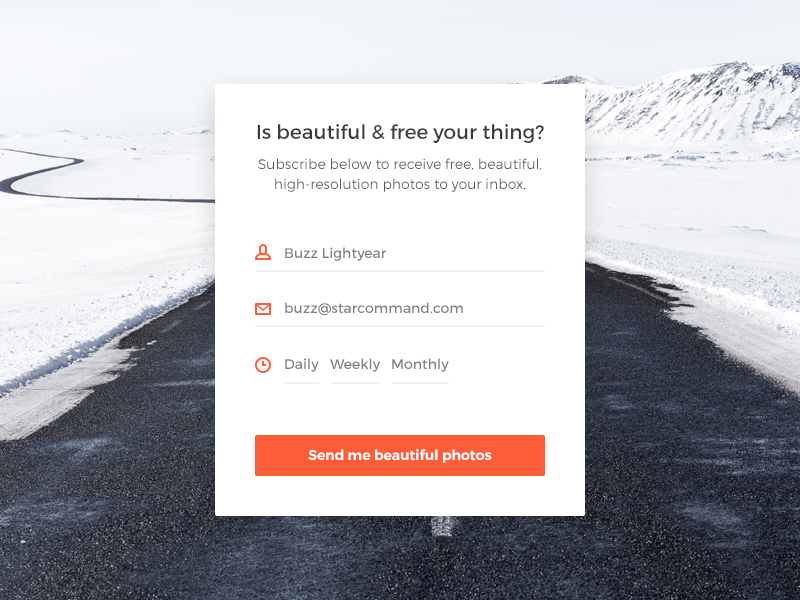 Stock Photo Subscription Form by Paul Winslow on Dribbble
