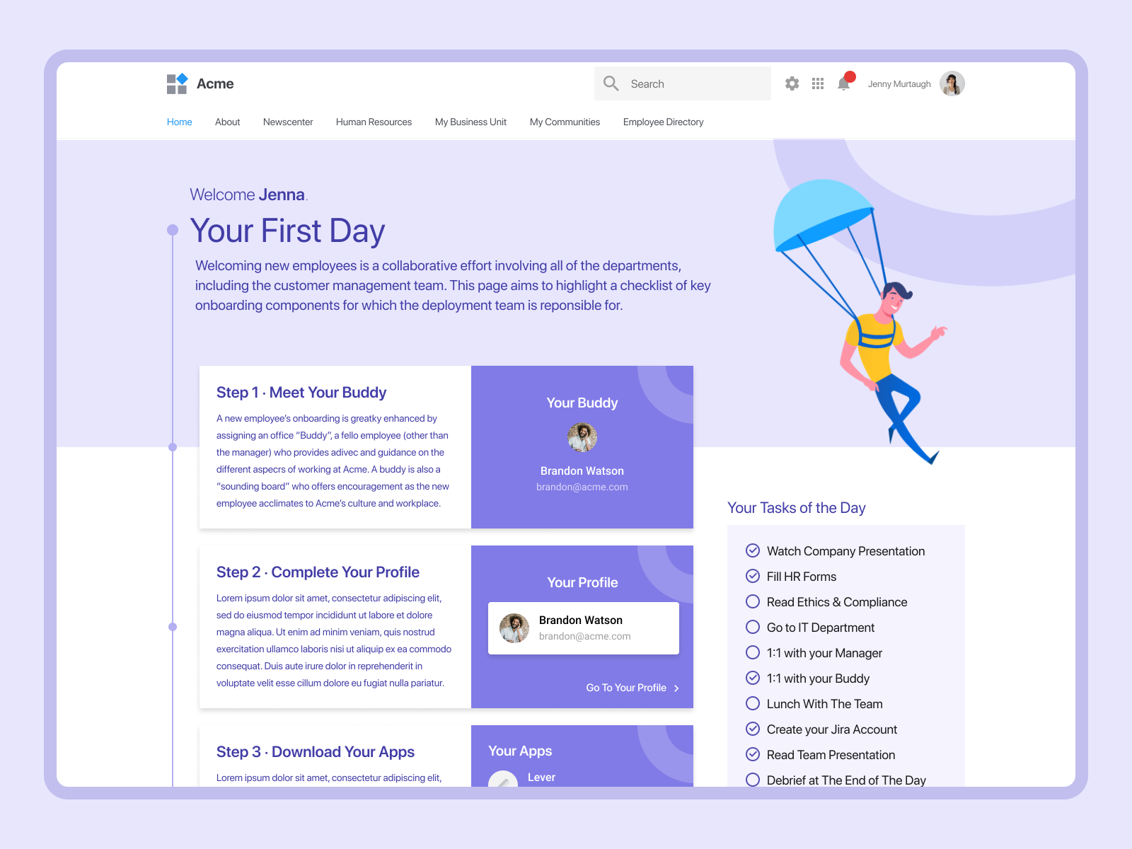 Intranet Employee Onboarding Hub by Teddy Voisin on Dribbble