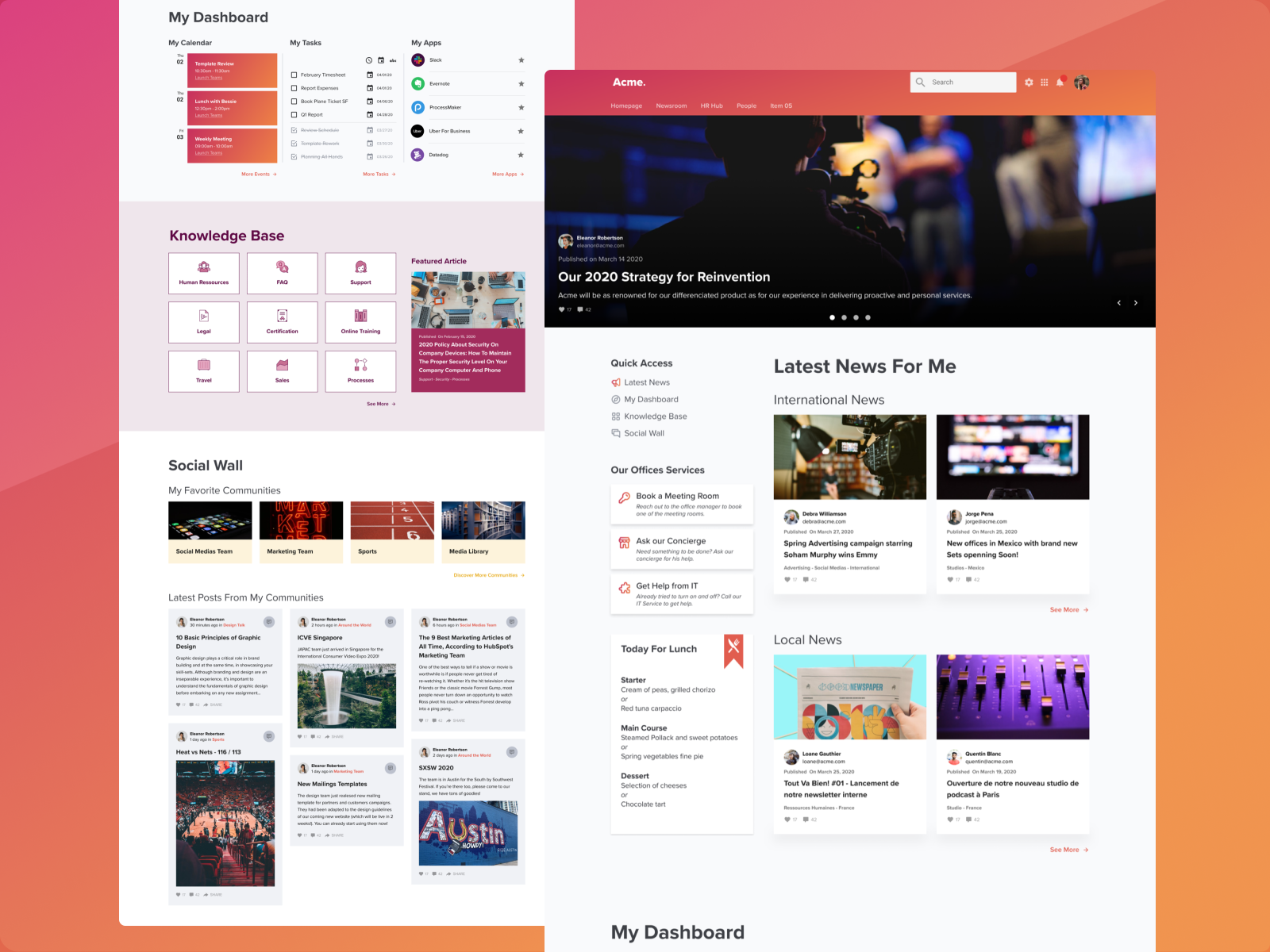 Media Company Intranet Landing Page by Teddy Voisin on Dribbble