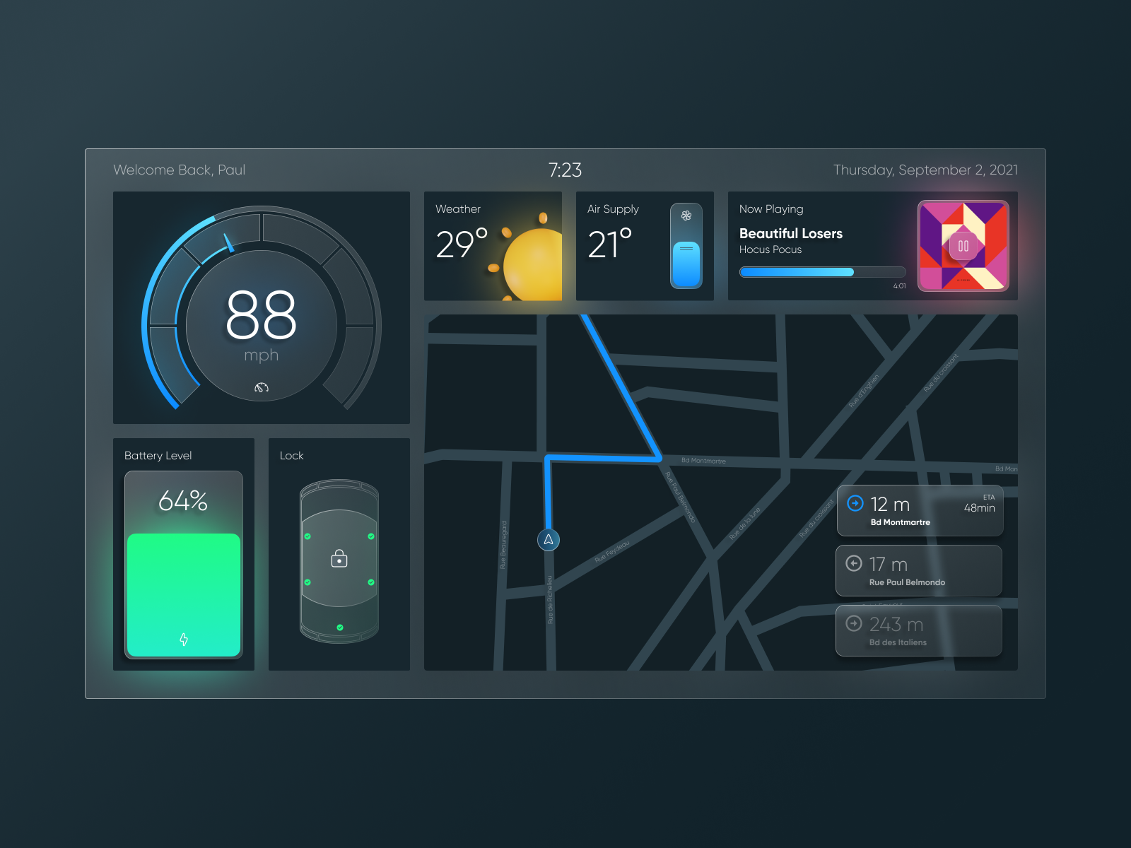 Car Interface - DailyUI - 034 by Teddy Voisin on Dribbble