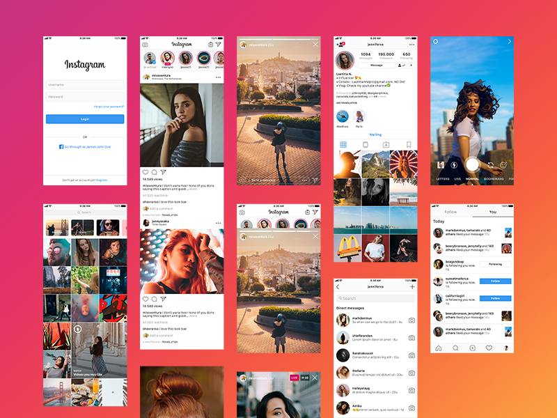 Instagram UI by SPACECAKE on Dribbble