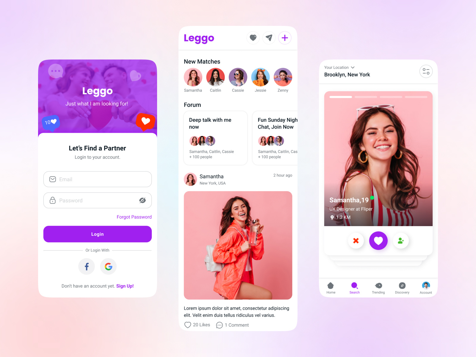 Leggo App - Social Media Dating Platform by Hawari Muhtarom on Dribbble