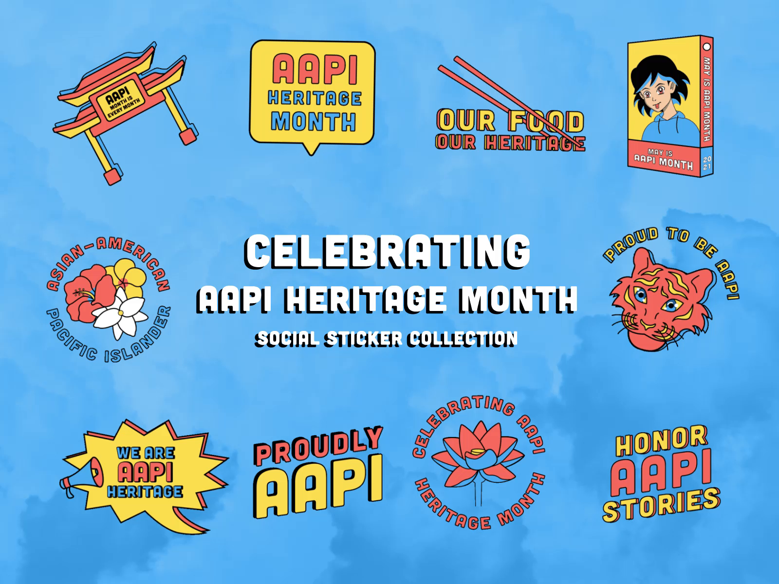 AAPI Heritage Month Stickers & GIFs by Lily Xiao Haselton on Dribbble