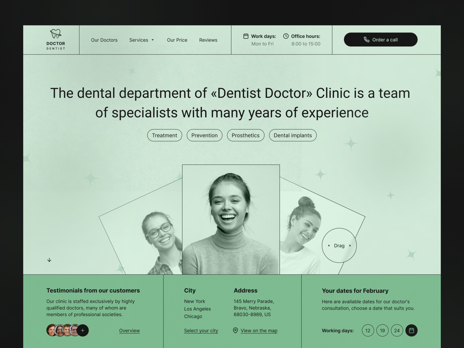 Landing page for clinic «Dentist Doctor» by lyashnko on Dribbble
