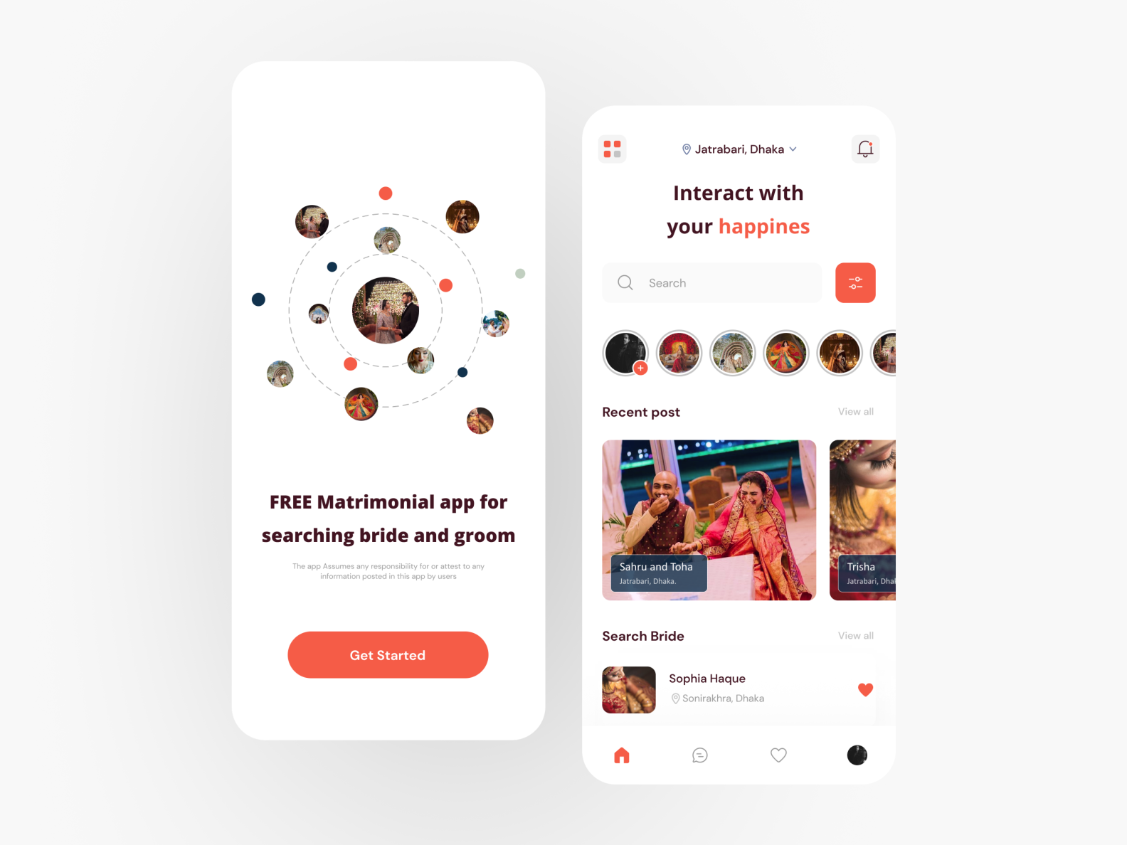 Matrimonial app user interface design. by Ab Faruki on Dribbble
