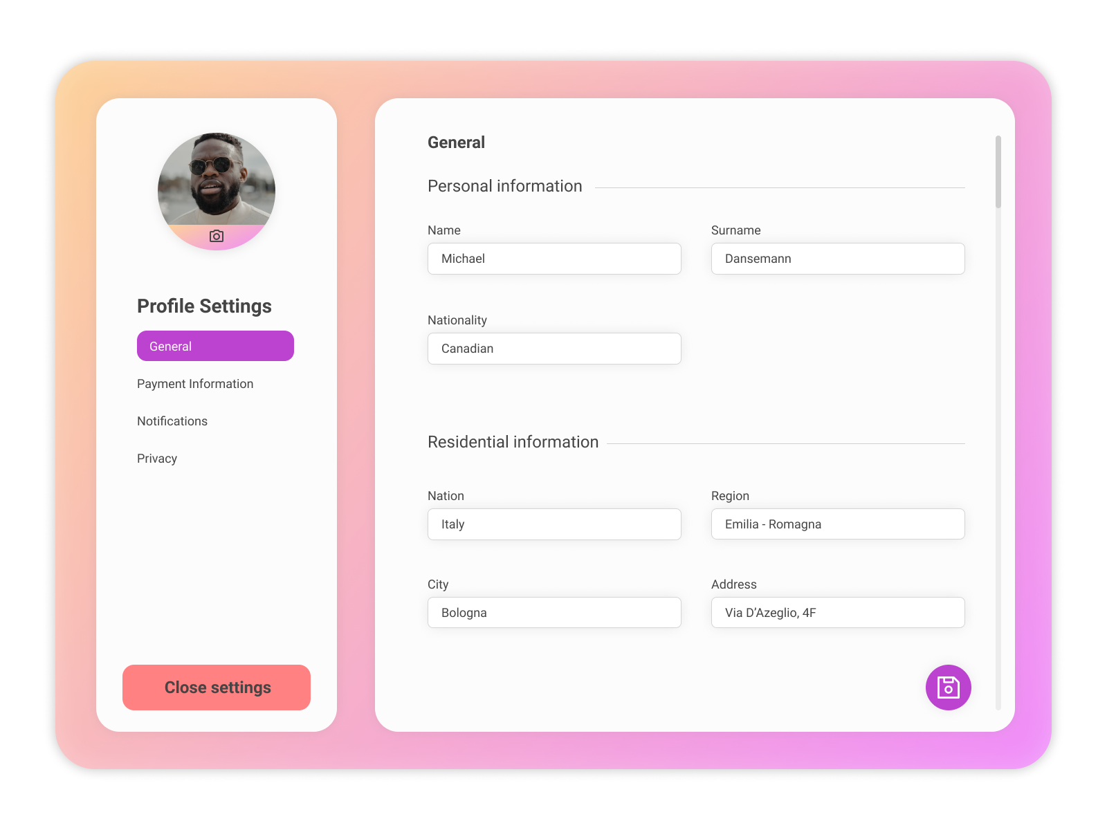 Profile Settings Background by Michele Sogari on Dribbble