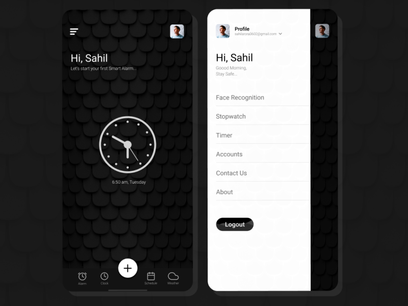 Smart Alarm | UI Mockup... by Sahil Arora on Dribbble