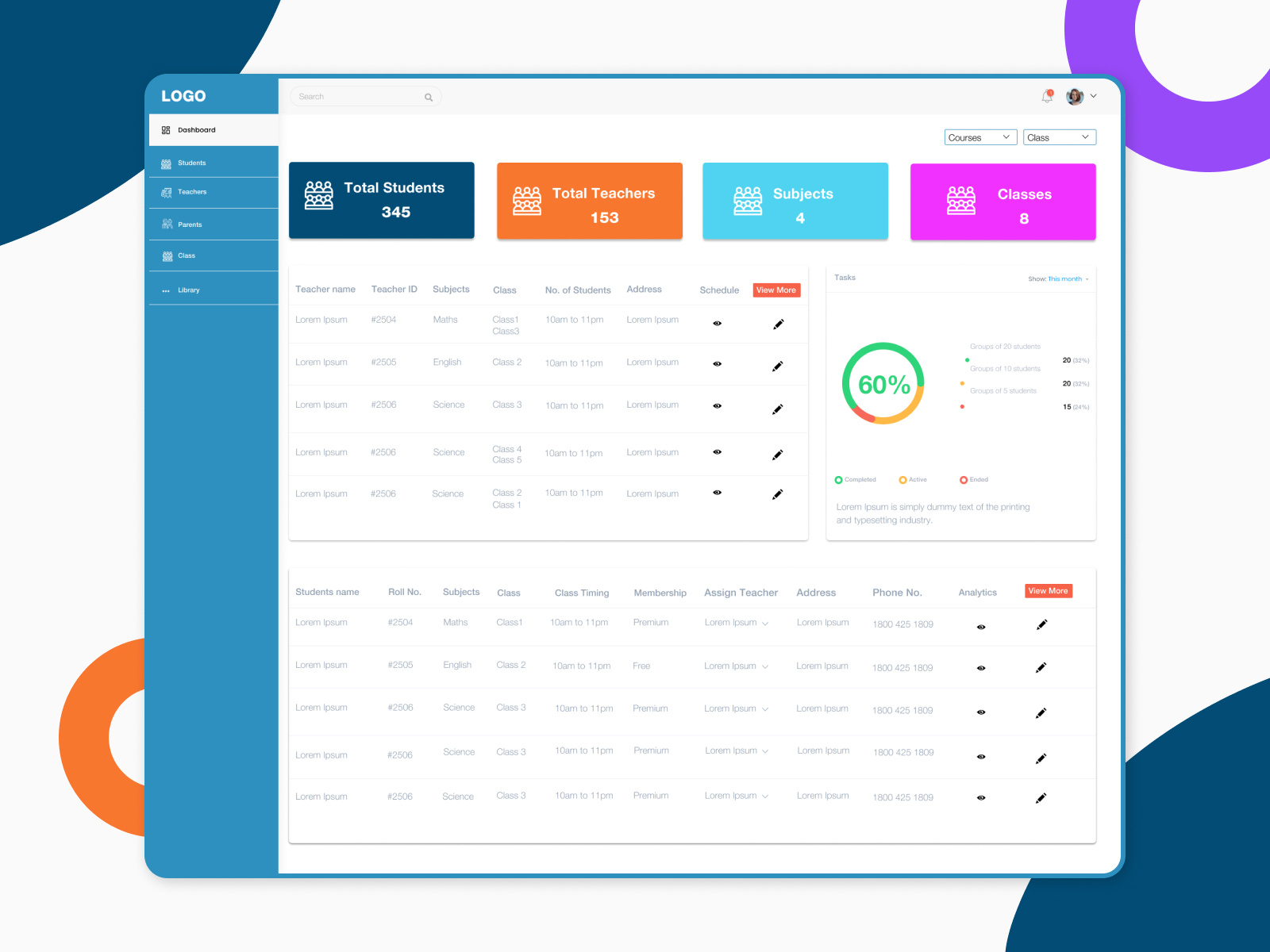 E learning Admin Dashboard by Neha Rani on Dribbble