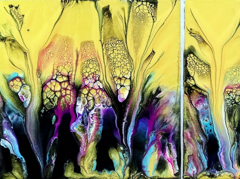 Color split DOUBLE dip ~ Amazing lacing ~ Acrylic pouring ~ Easy by ...