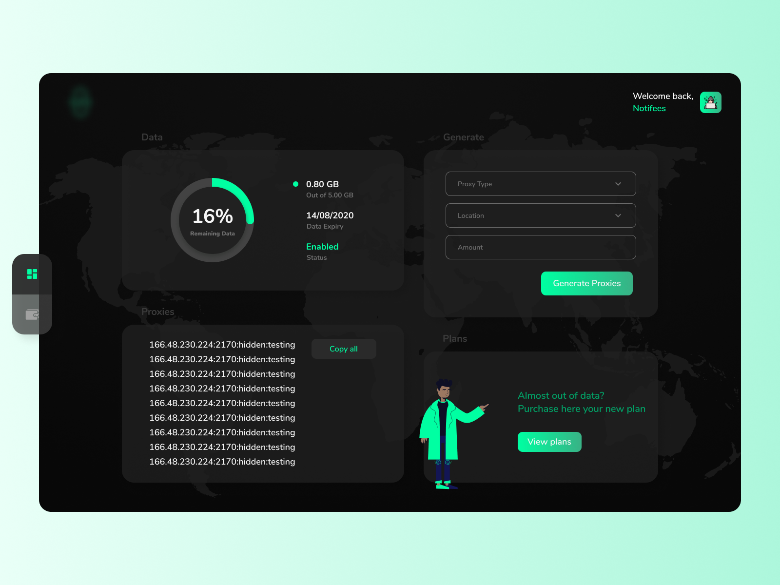 Proxy Dashboard UI by notifees on Dribbble