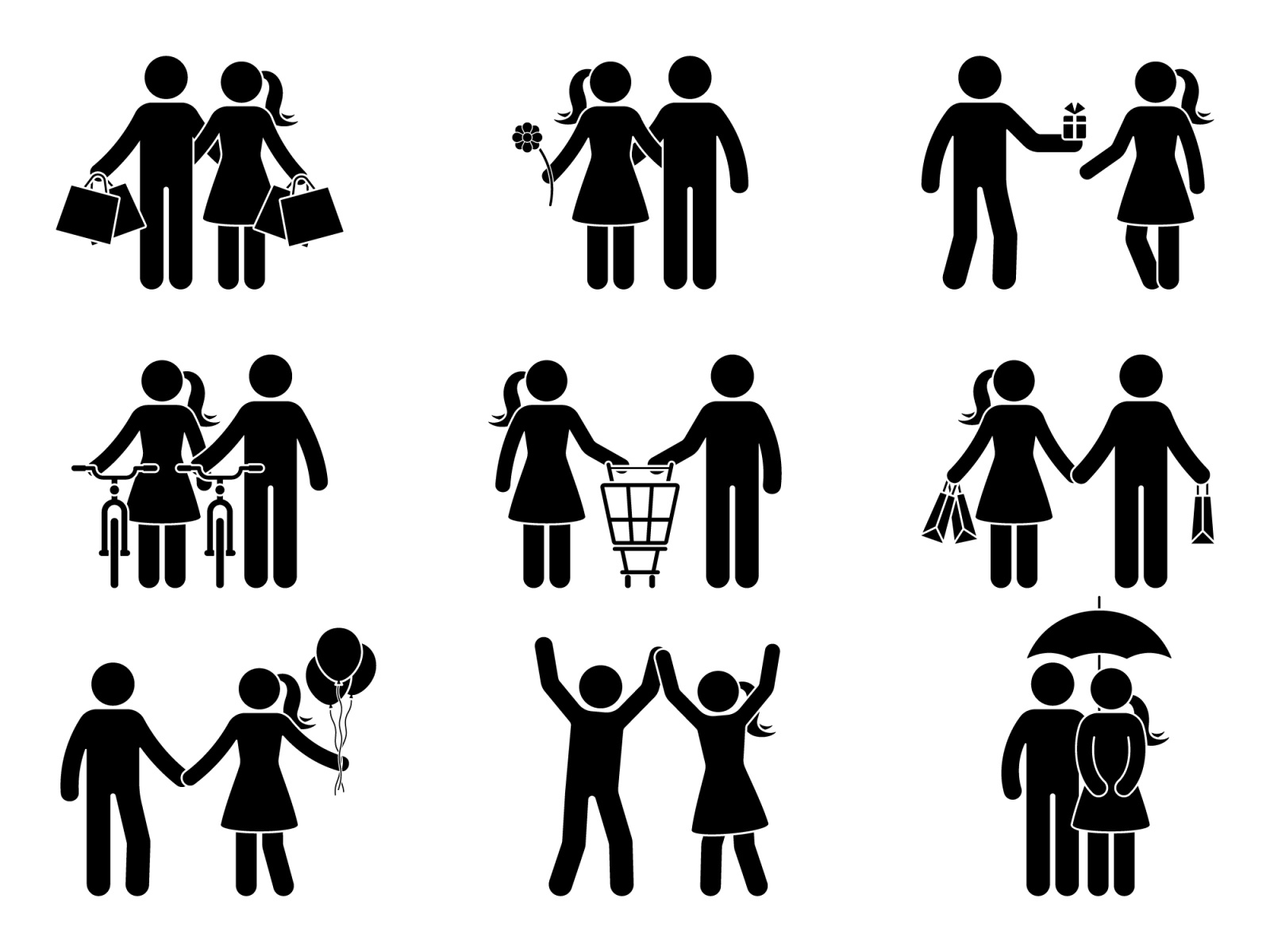 Stick figure couple spending time together by Cherstva on Dribbble