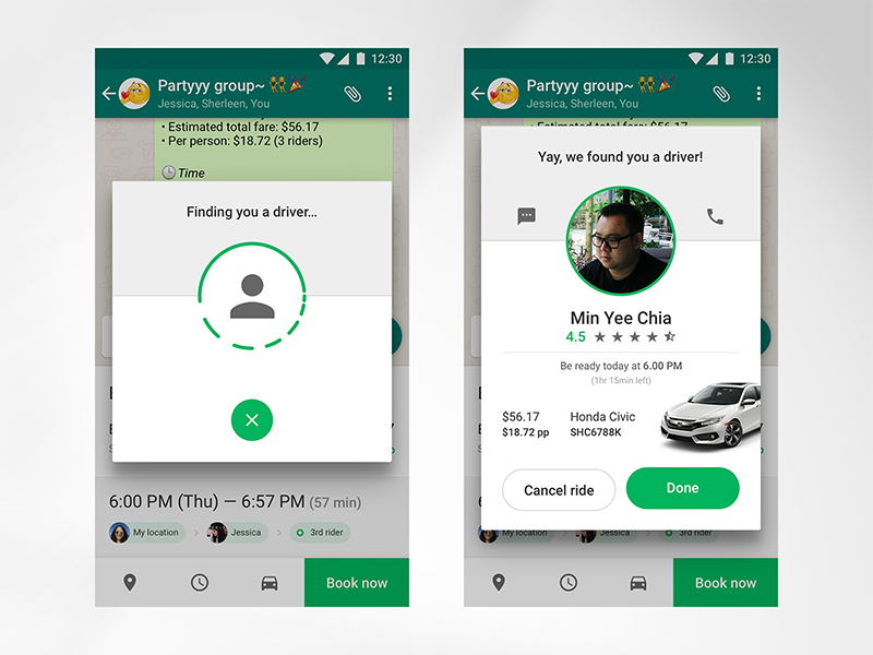 Car riding app UI (Booking) by Ee Venn Soh on Dribbble