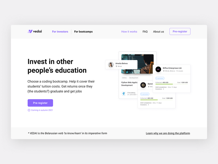 Vedai — landing page by Eugenia Rusak for Salt & Bold on Dribbble