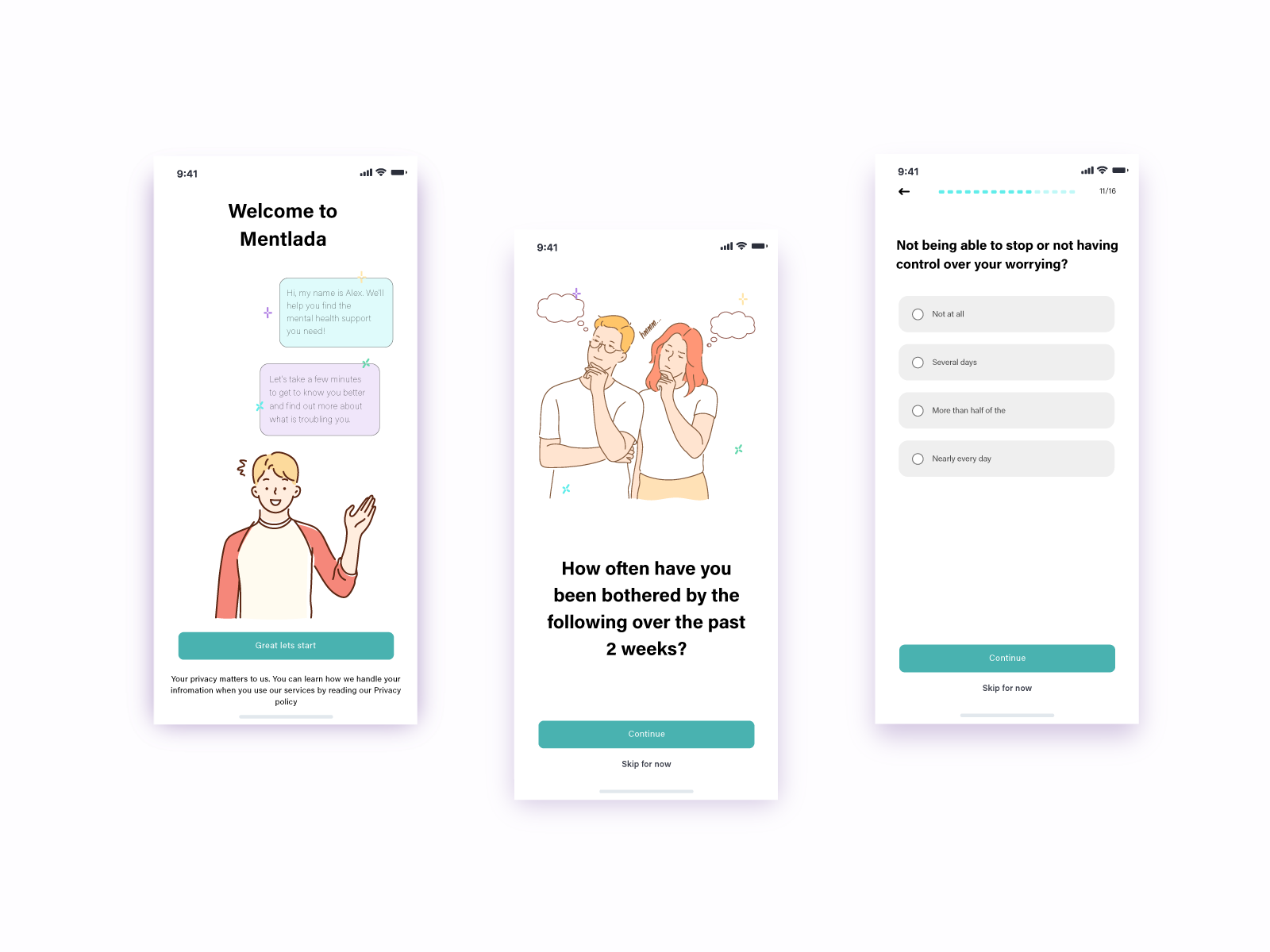 Mentlada - Mental health application - Questionnaire UI by Belal ...
