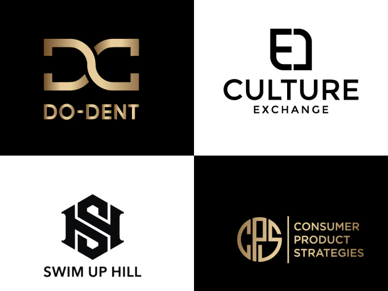 minimal symbolic monogram initials text logo by Ibrahim Bakaul on Dribbble