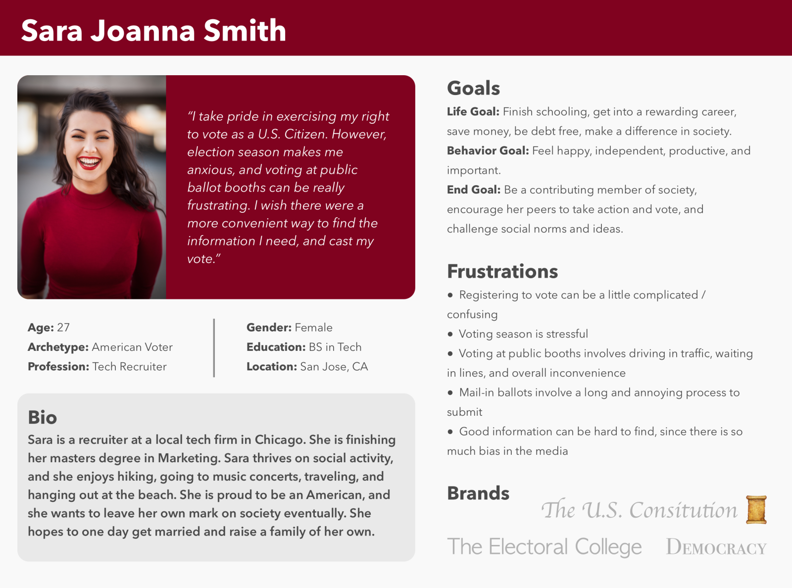 Millennial Persona for Voting Website by Casey Lockwood on Dribbble