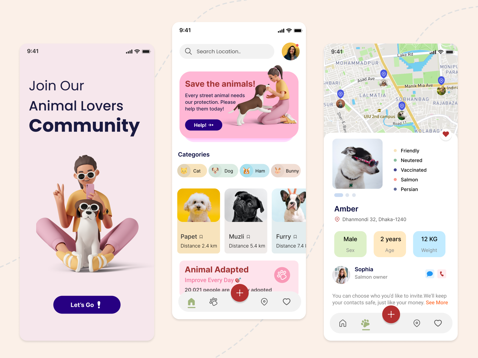 Pet Adoption App | Pet Community by Antu Islam on Dribbble