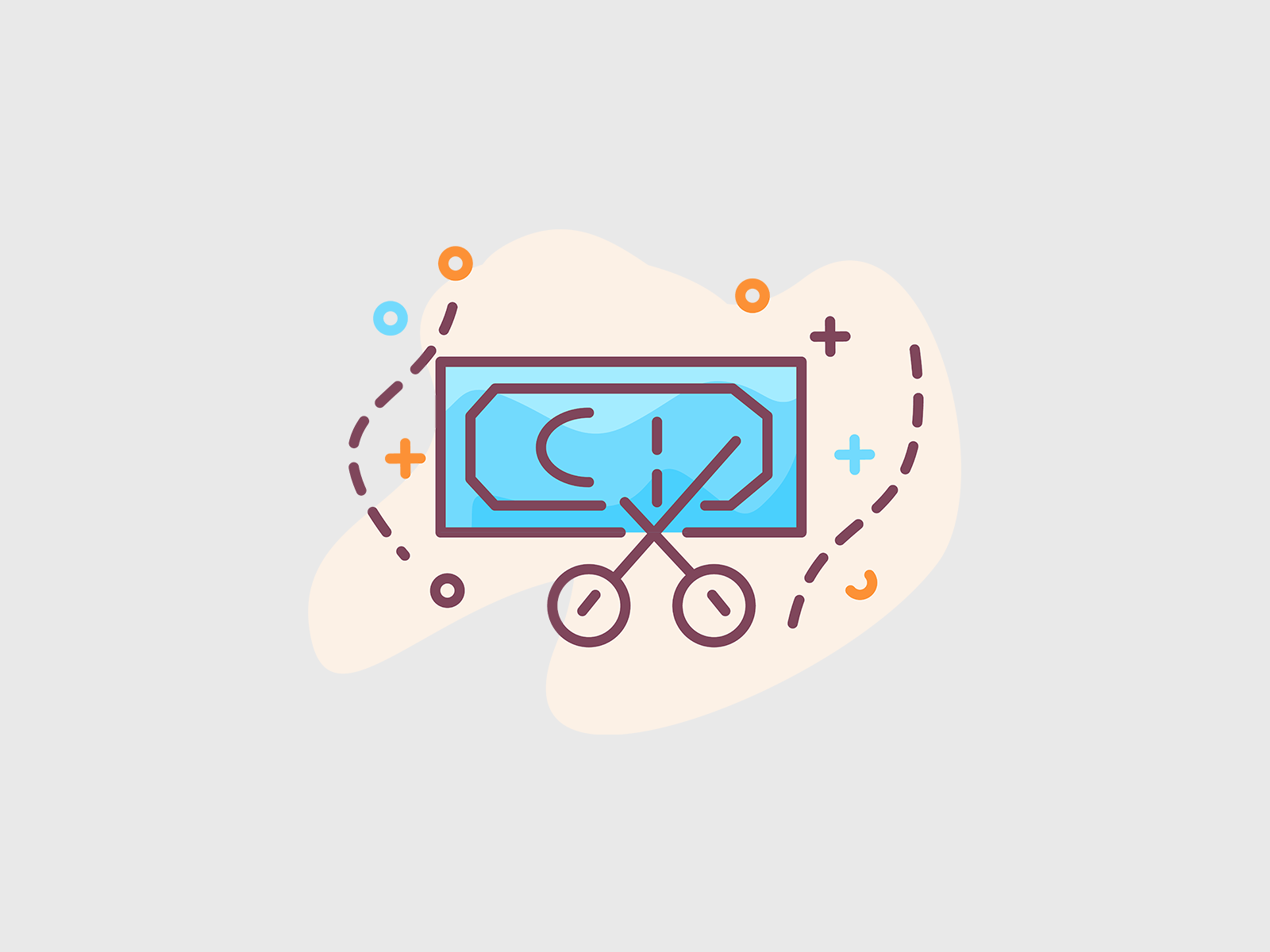 Cutting money - savings concept by ⭐ Roicons on Dribbble