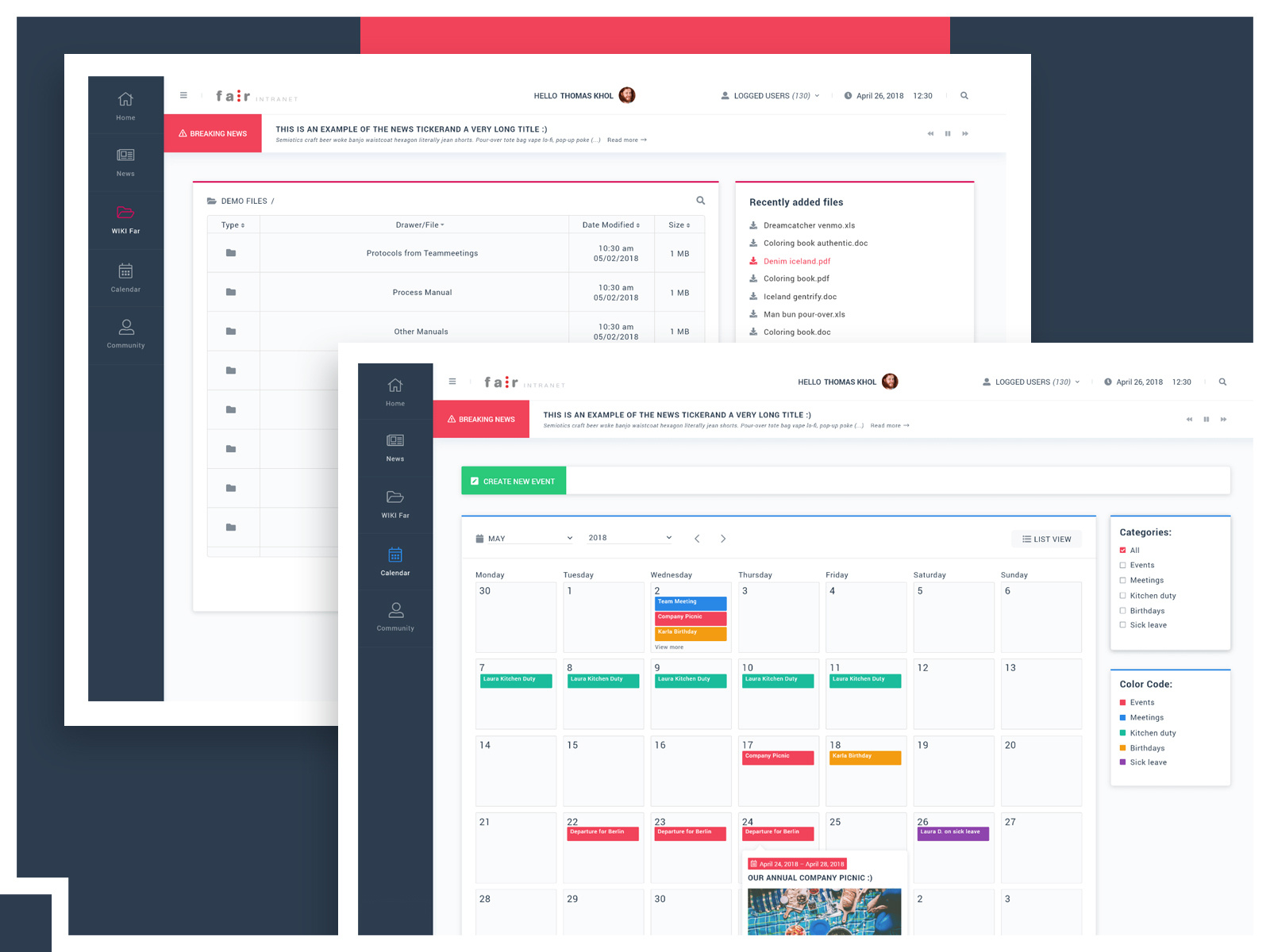 UX/UI: Intranet dashboard by MPC on Dribbble