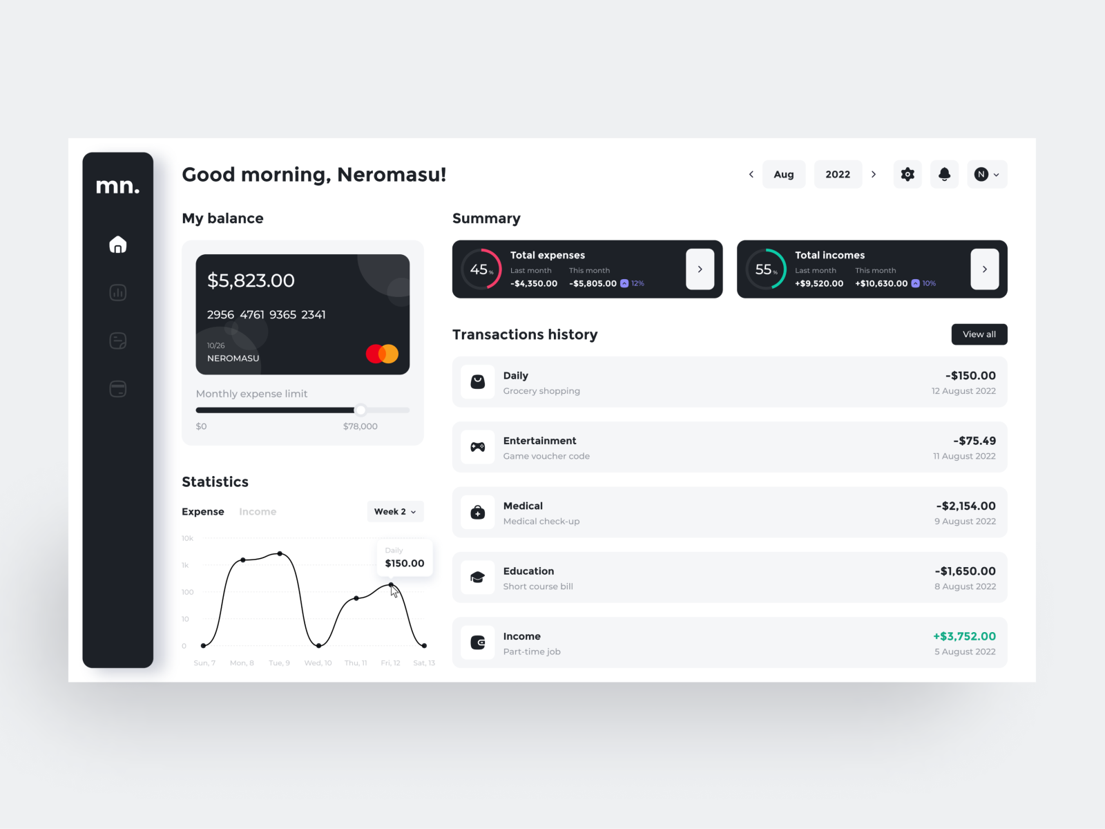 #09 - Money Management Web App by Meidy on Dribbble