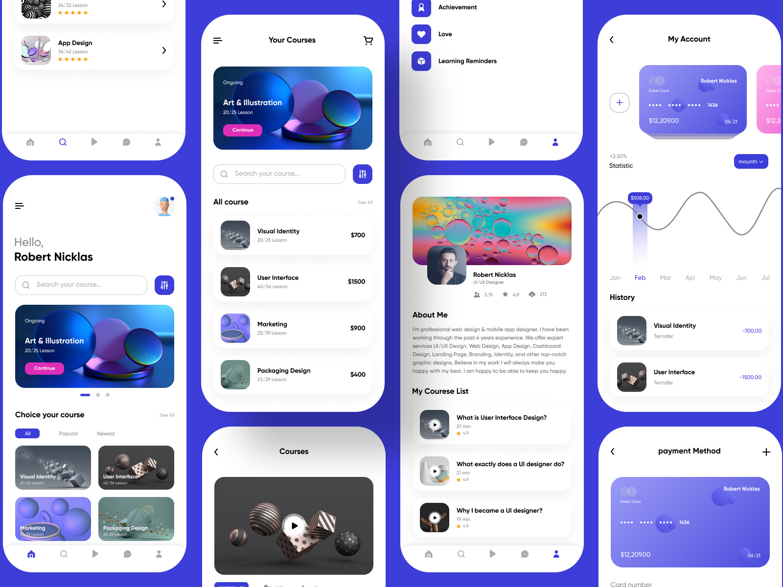 Online course app full design by Hasan Mahmud on Dribbble