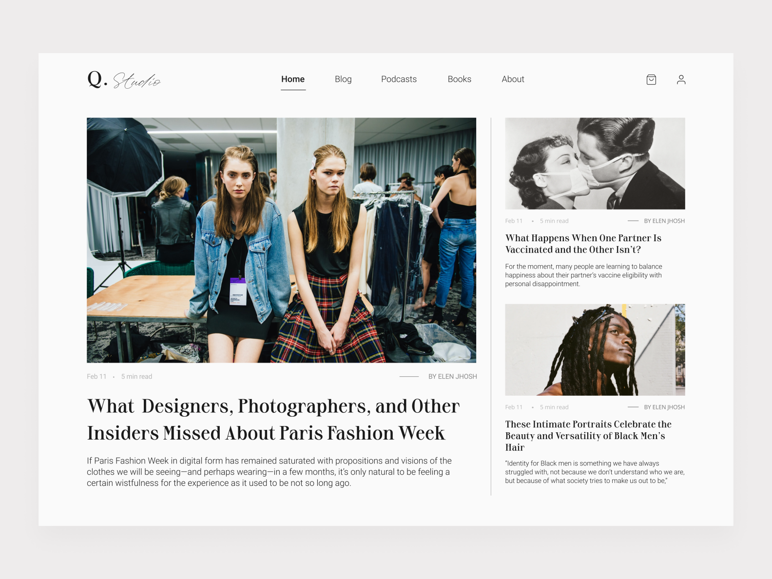 Q.Studio - Online Magazine - Home Page by Dasha Yurova on Dribbble
