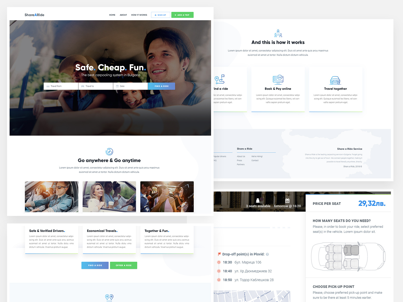 Website for carpooling service by Nikola Temišanović on Dribbble